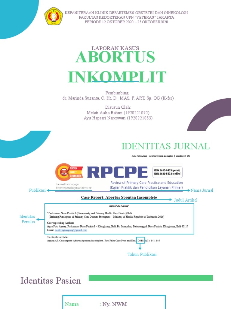 Abortus Spontan Inkomplit: Kasus Ny. NWM | PDF