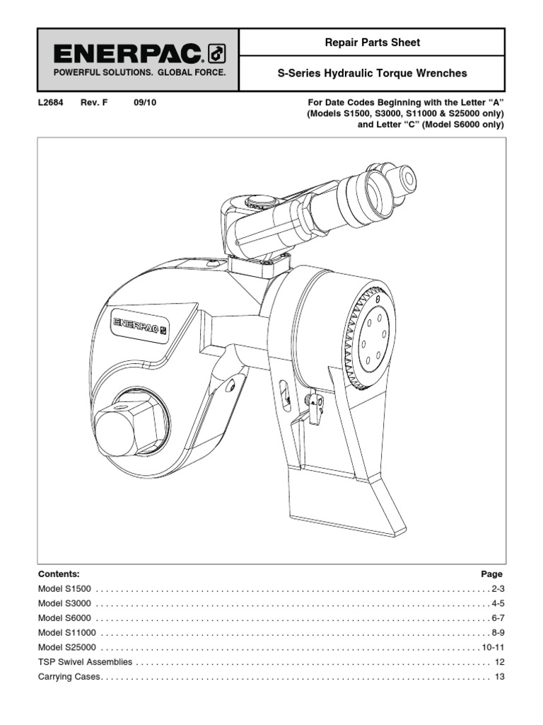 Repair Parts Sheet S-Series Hydraulic Torque Wrenches | PDF | Piston ...