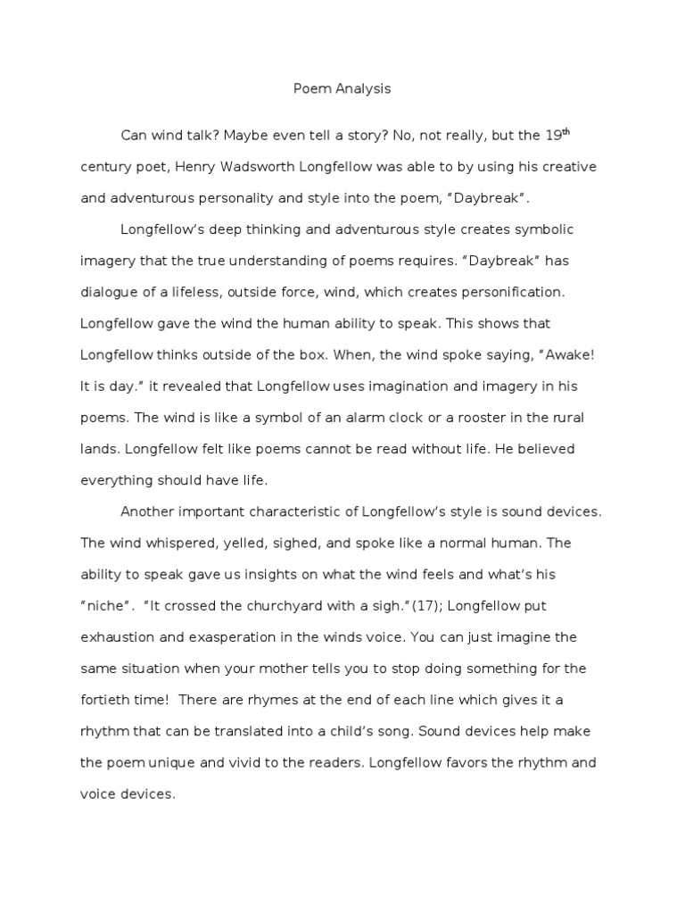 Poem Analysis | PDF | Henry Wadsworth Longfellow | Poetry