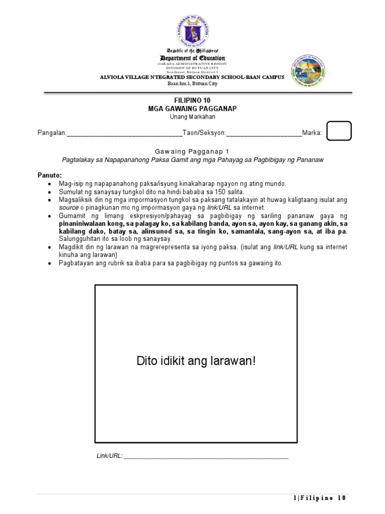 Filipino-10-Performance-Tasks FIRST QUARTER | PDF