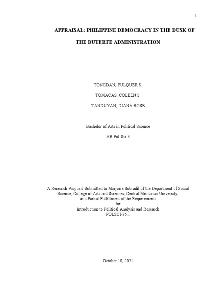 Research Proposal (Chapter 1&2) | Download Free PDF | Political ...