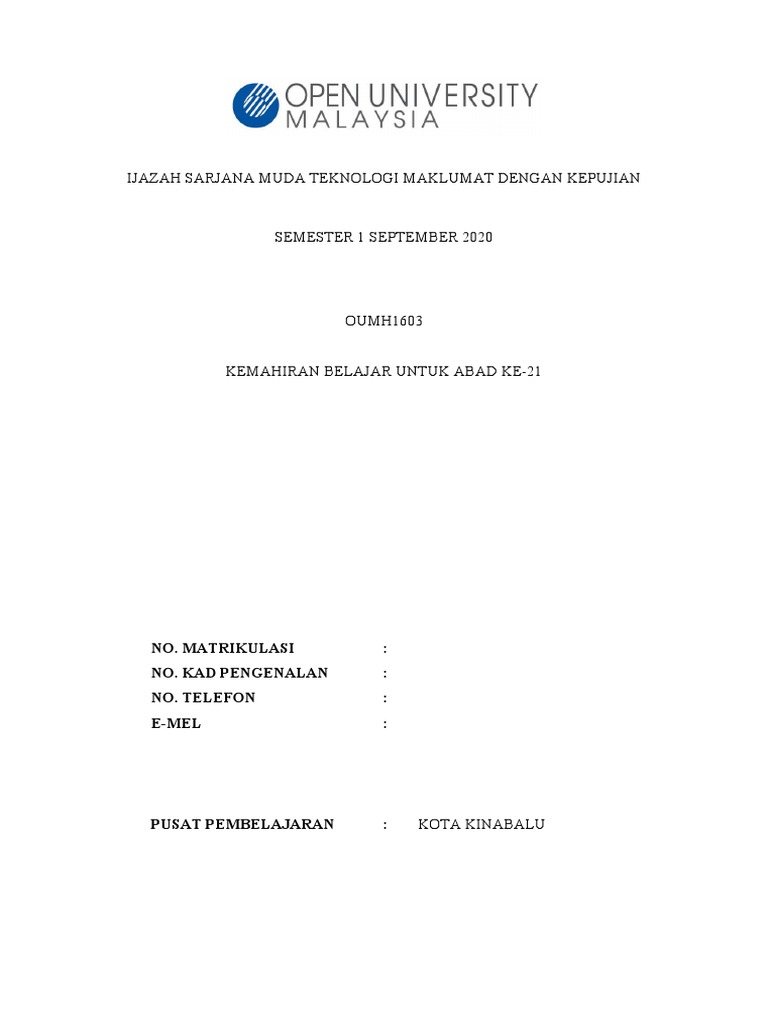 Assignment Oumh1603 | PDF