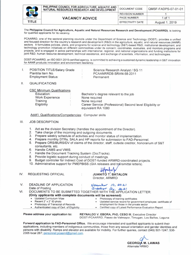 Science Research Analyst | PDF