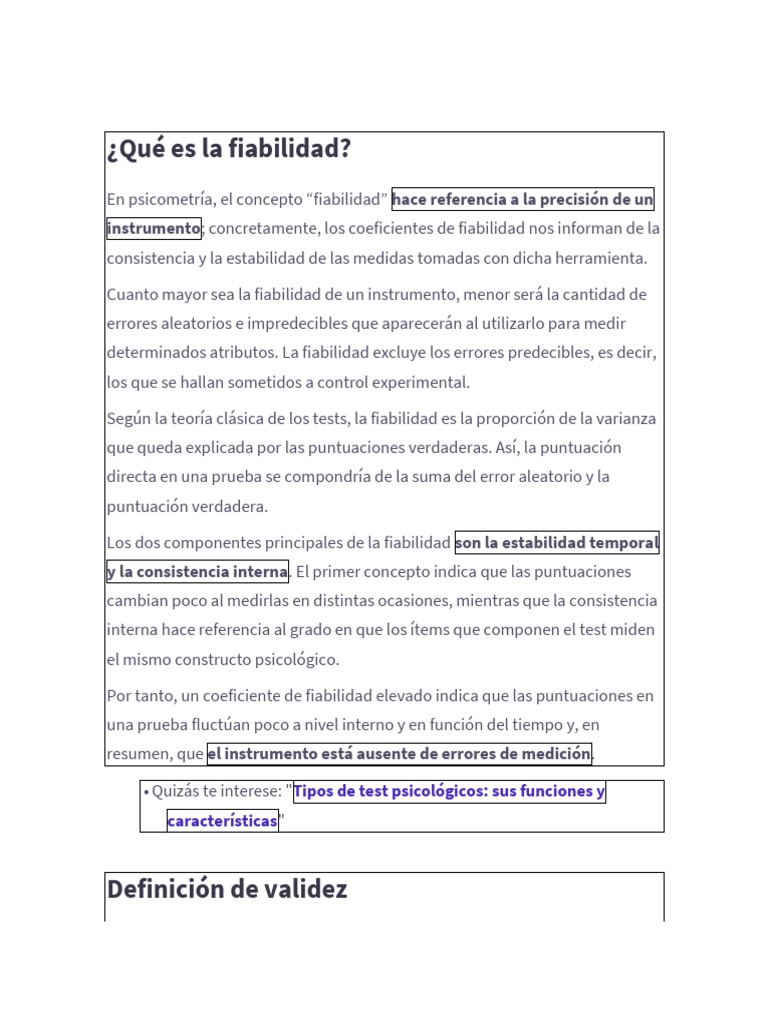 Qué Es La Fiabilidad | PDF | Validez (Estadísticas) | Interacciones de ...