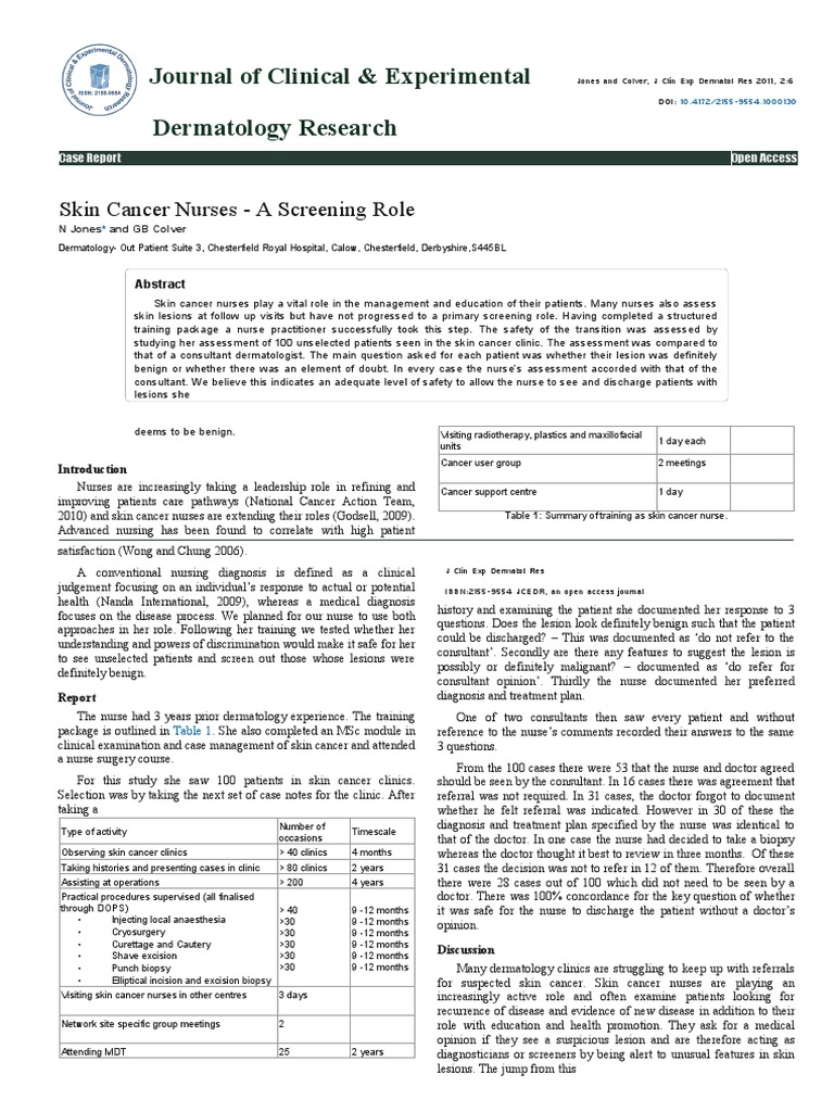 Journal of Clinical & Experimental Dermatology Research: Skin Cancer ...