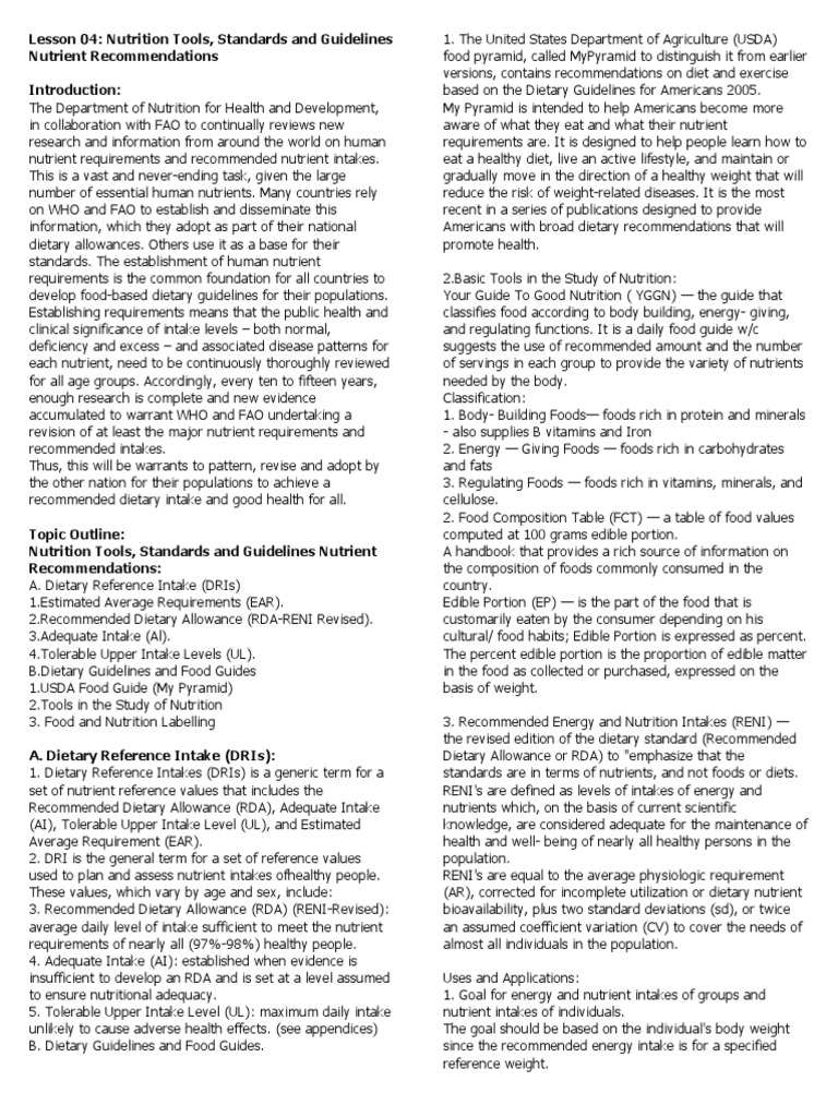 Nutrition Tools and Guidelines Overview | PDF | Foods | Nutrition Facts ...