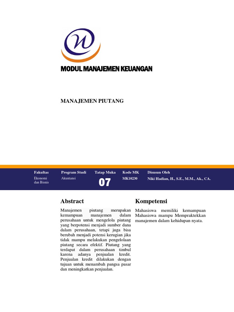 Modul 07 Manajemen Piutang | PDF