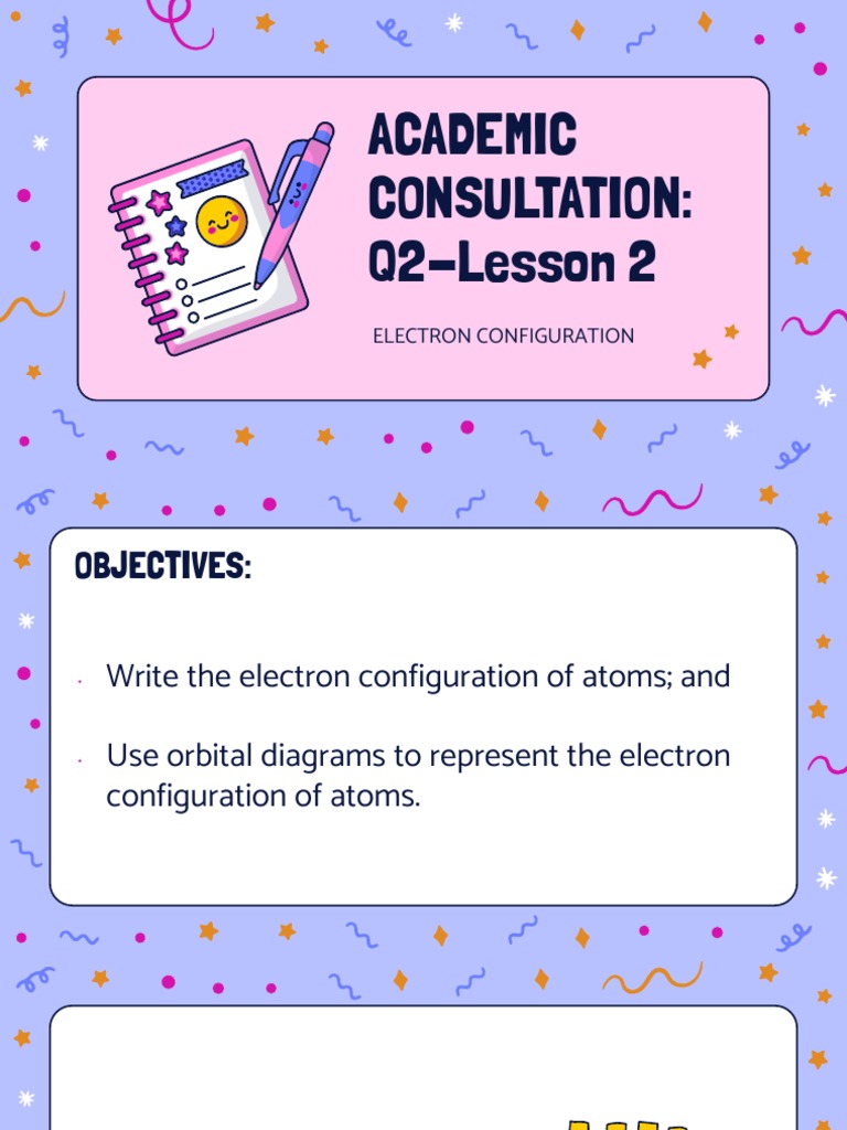 Academic Consultation: Q2-Lesson 2: Electron Configuration | PDF
