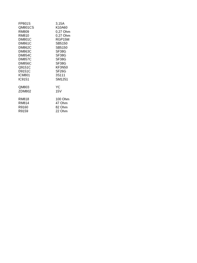 FP801S Component Specifications | PDF