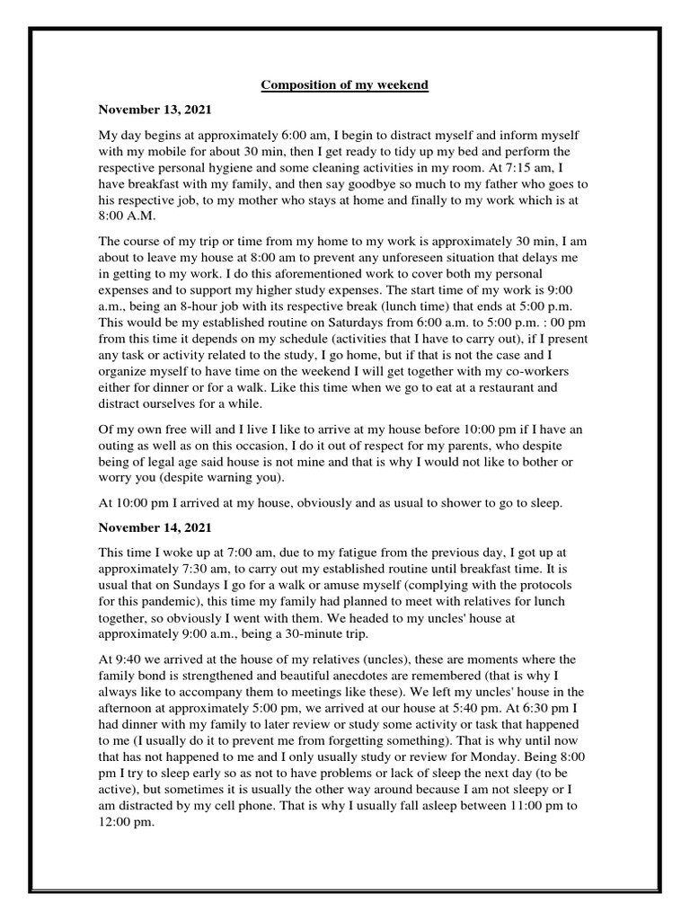 Composition of My Weekend | PDF