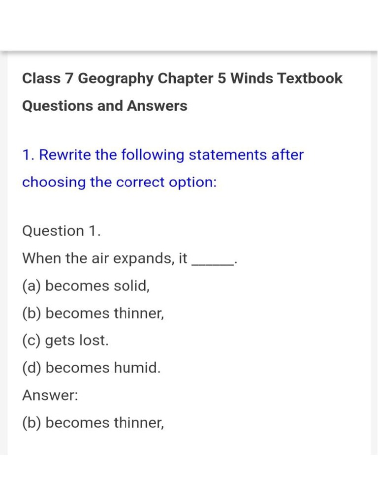 7th Geography CHPT 5 Winds Notes | PDF