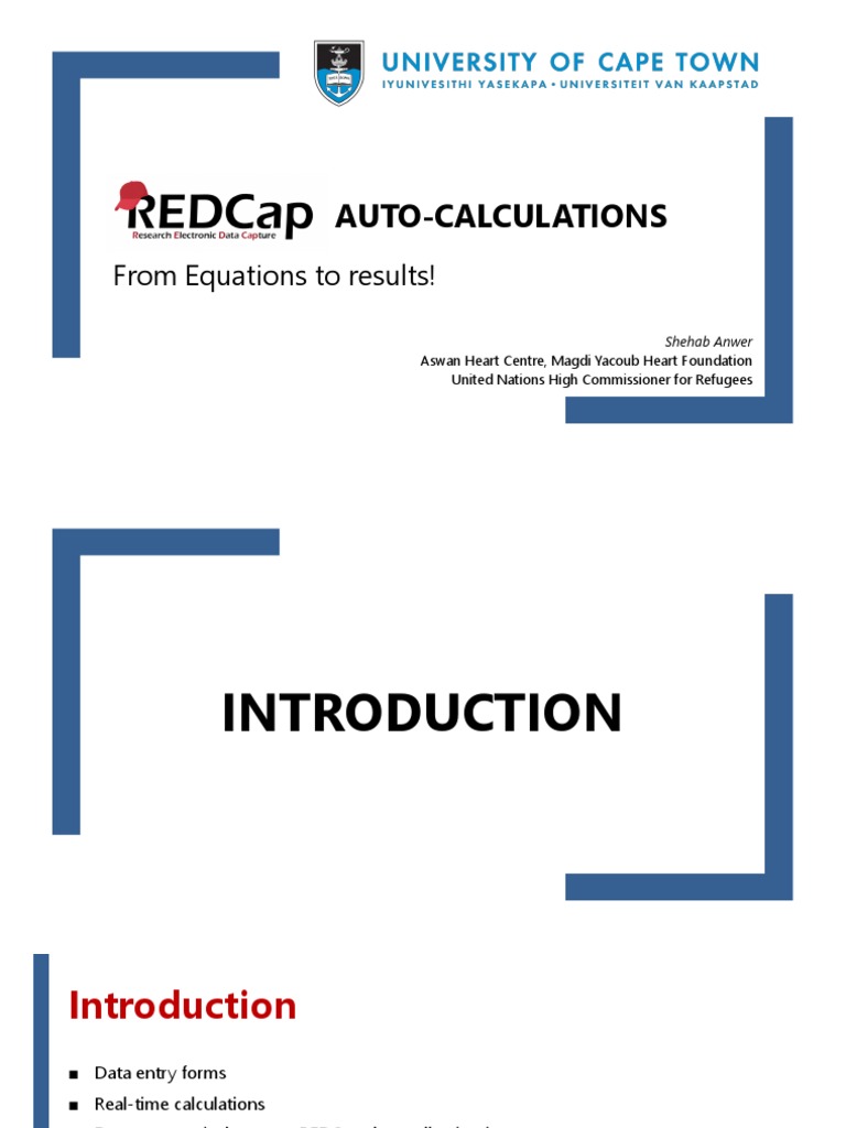 Equations and Auto-Calculations in REDCap | PDF | Equations | Summation