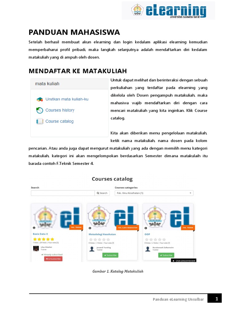 Panduanmahasiswa-Elearning Unsulbar | PDF