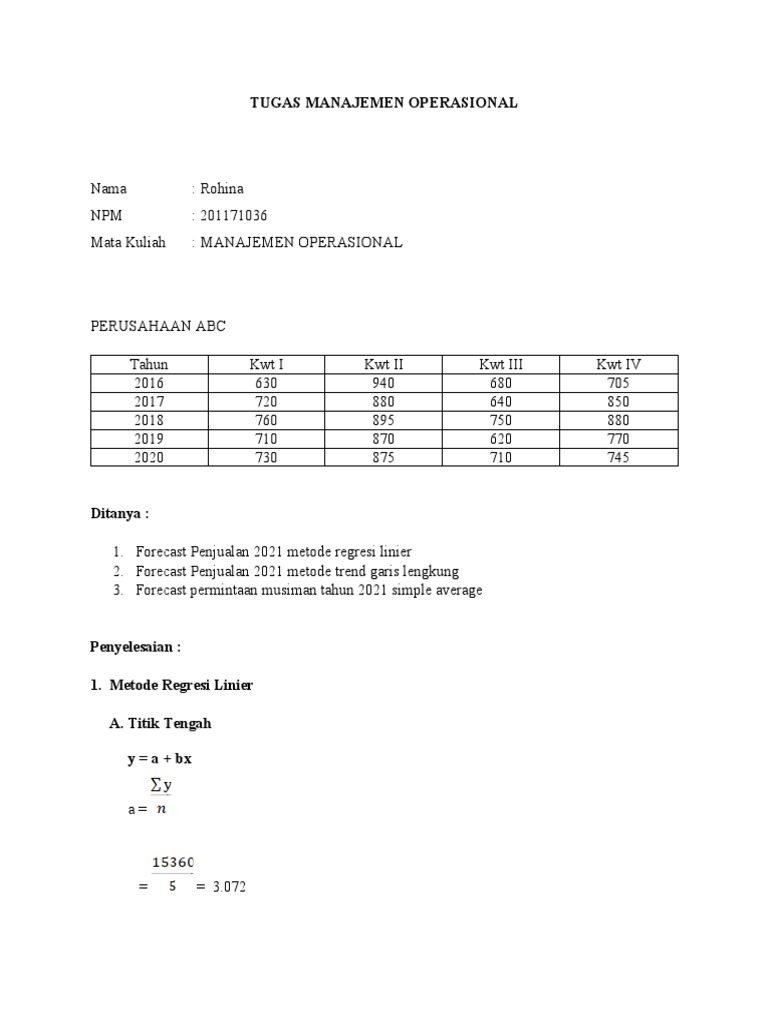 Forecasting Sales and Demand for Company ABC Using Linear Regression ...