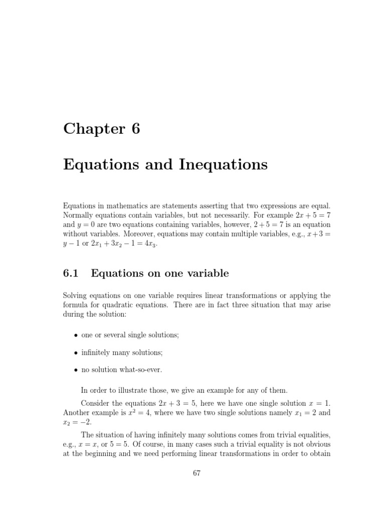 Equations and Inequations | PDF | Equations | Variable (Mathematics)