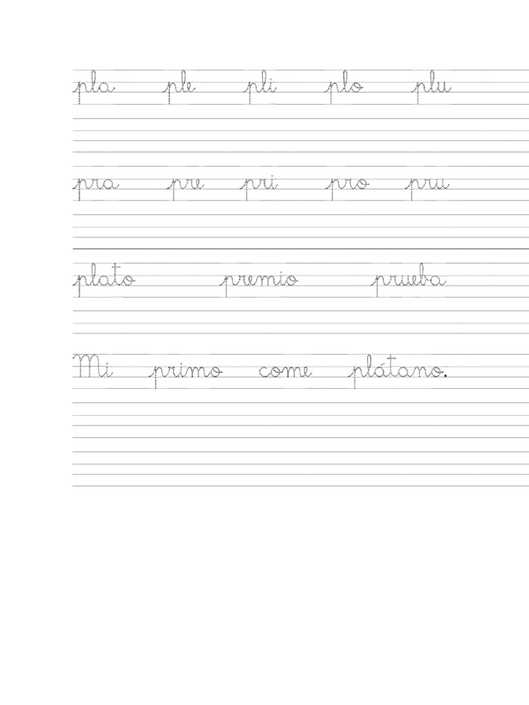 Caligrafía Grupo Consonántico PL y PR | PDF