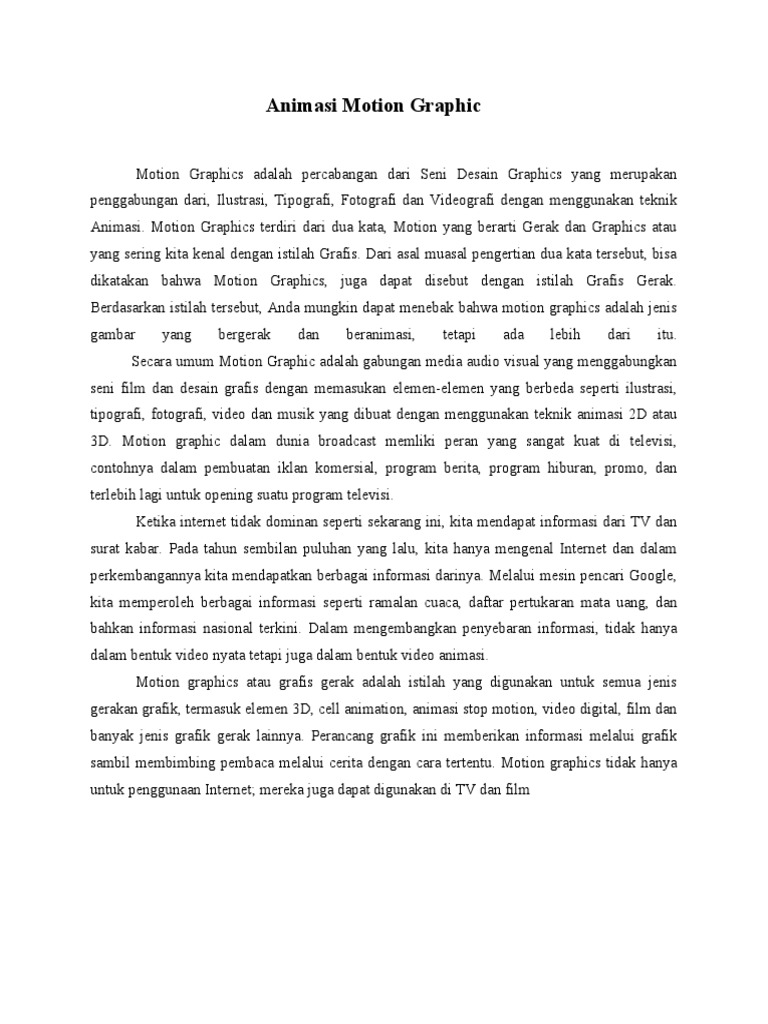 Dasar Animasi Motion Graphic Pekan I | PDF