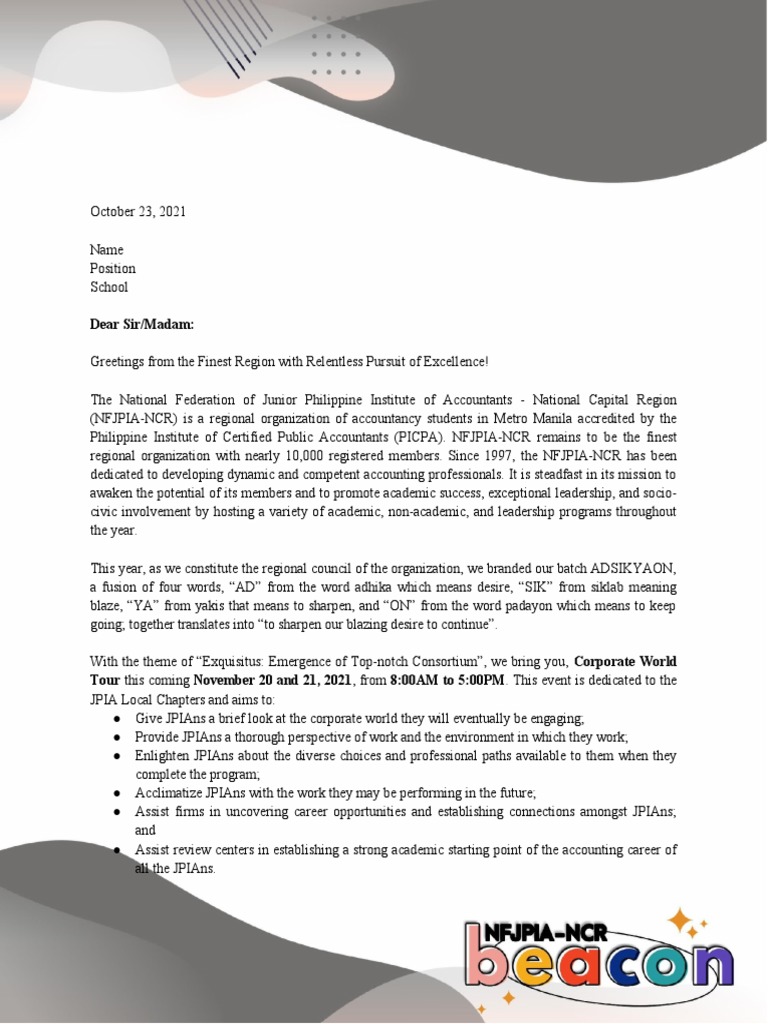 Corporate World Tour Invitation | PDF