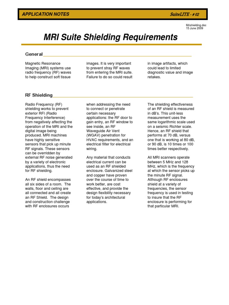 MRI Suite Shielding Requirements: General | Download Free PDF ...