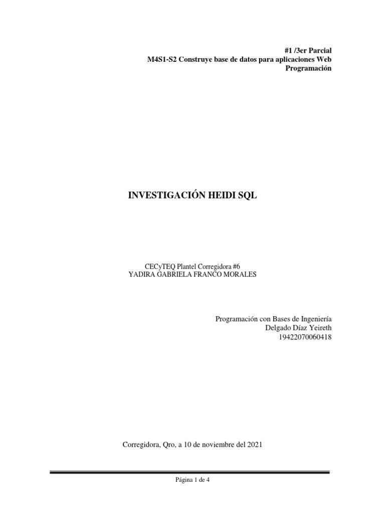 Investigación Heidi SQL | Descargar gratis PDF | Objeto (informática ...