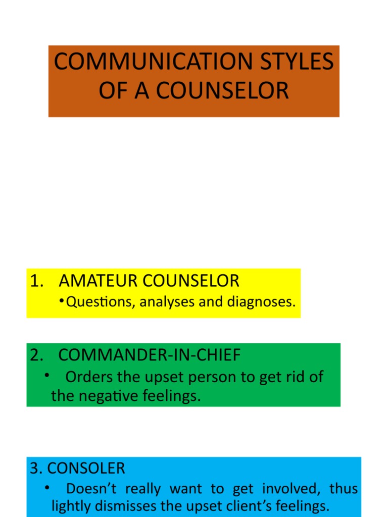 Communication Styles of A Counselor | PDF