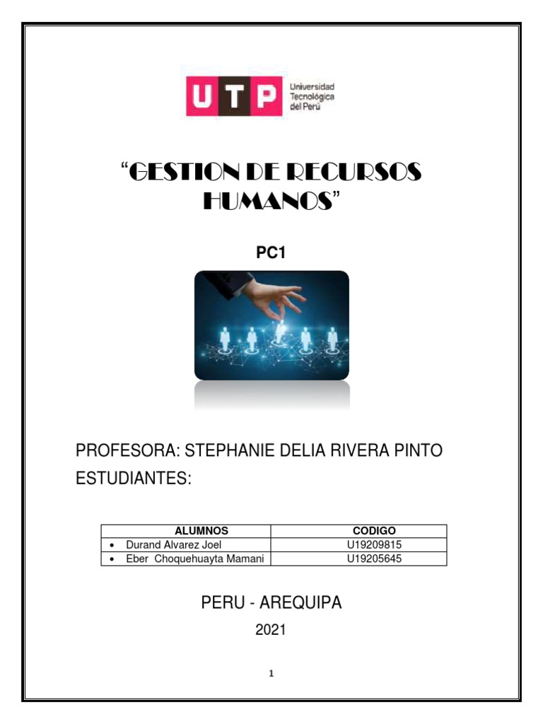 "Gestion de Recursos Humanos": Profesora: Stephanie Delia Rivera Pinto ...