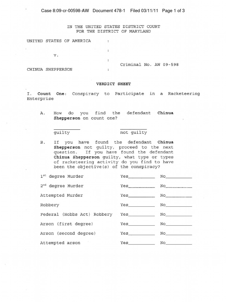 Case 8:09-cr-00598-AW Document 478-1 | PDF | Law