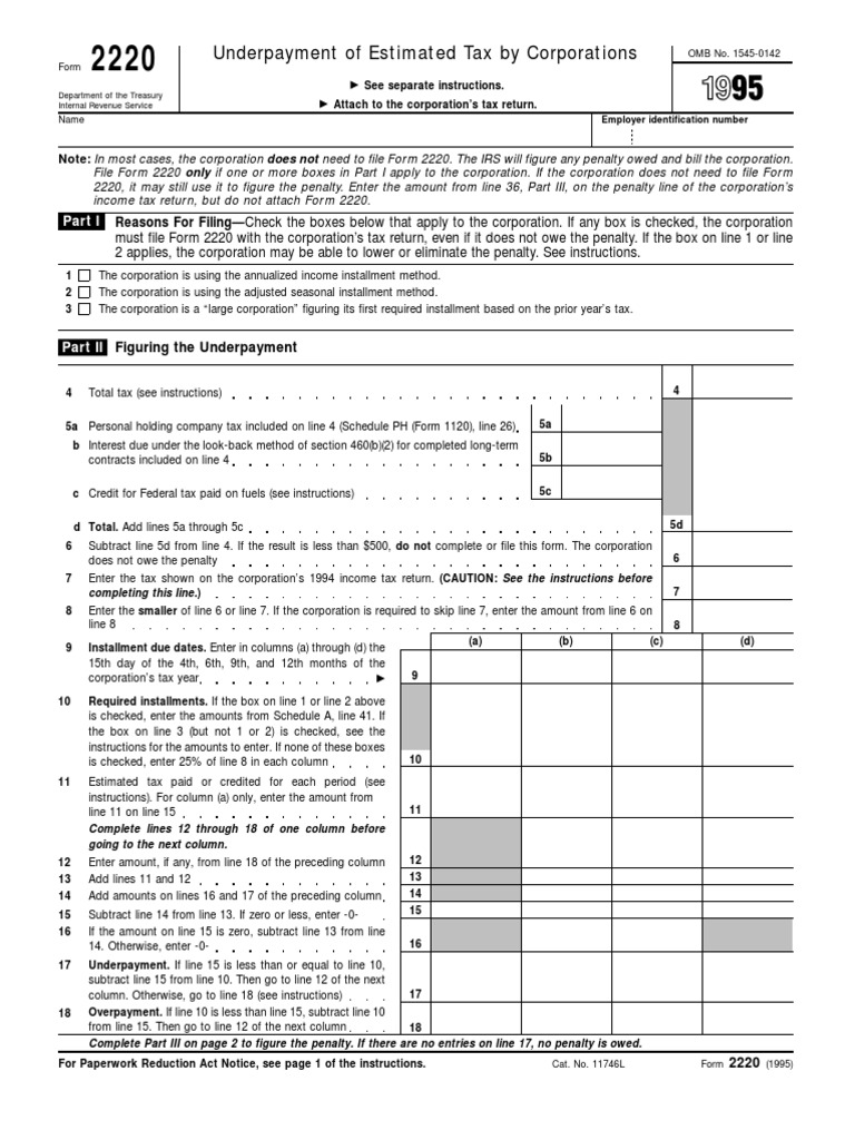 US Internal Revenue Service: f2220 - 1995 | PDF | Irs Tax Forms ...