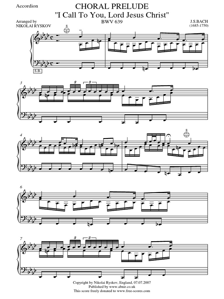 Free Com Bach Chorale Prelude BWV 639 039 039 Call You Lord Jesus ...