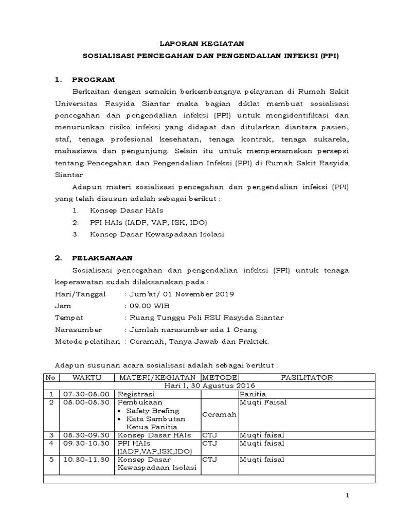 Laporan Pelaksanaan Kegiatan Sosialisasi Ppi | PDF