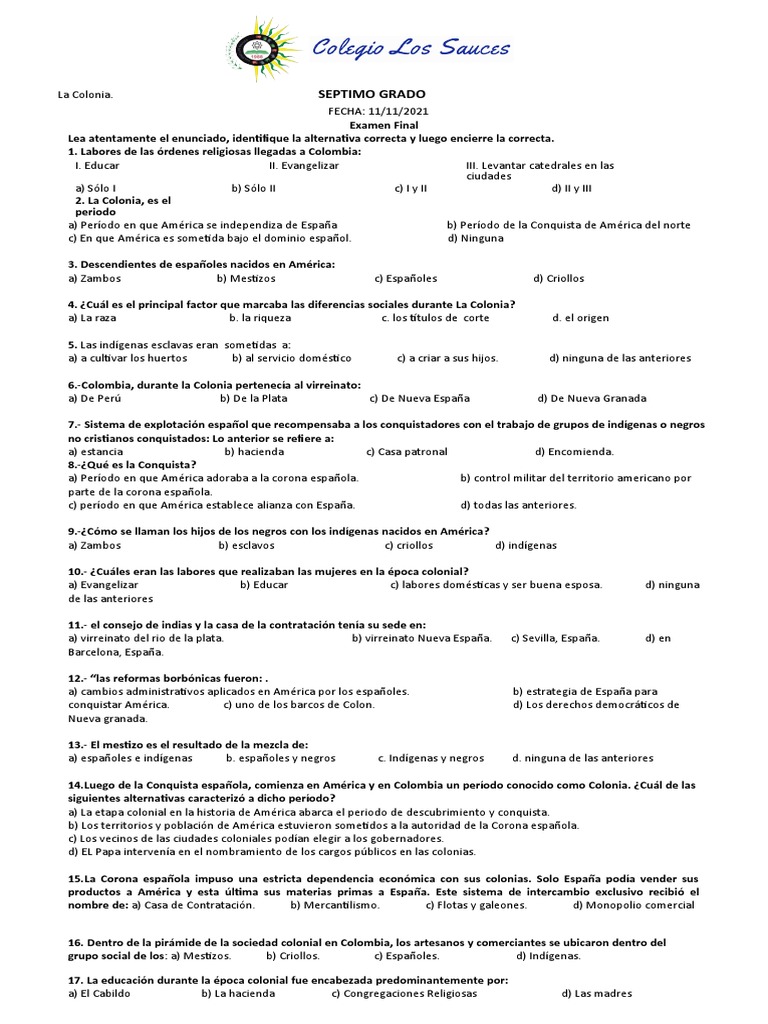 Examen Final Historia. | PDF | Nueva españa | Imperio español