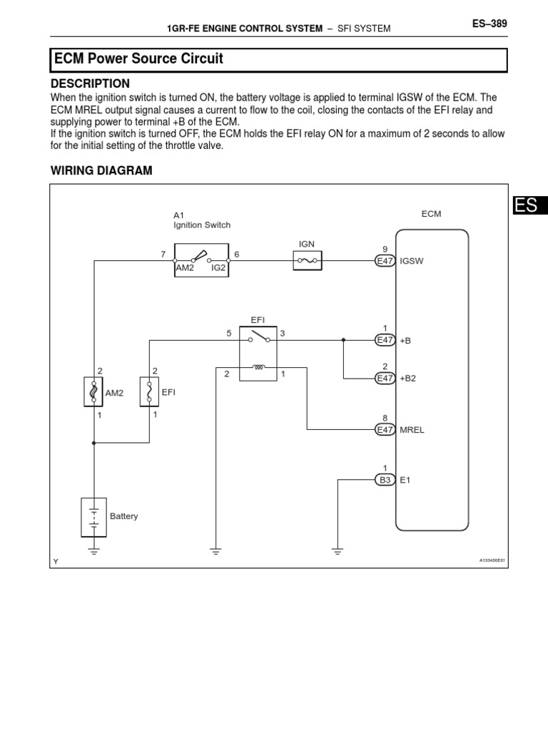 ECM Power Source Circuit: Description | PDF | Ignition System | Switch