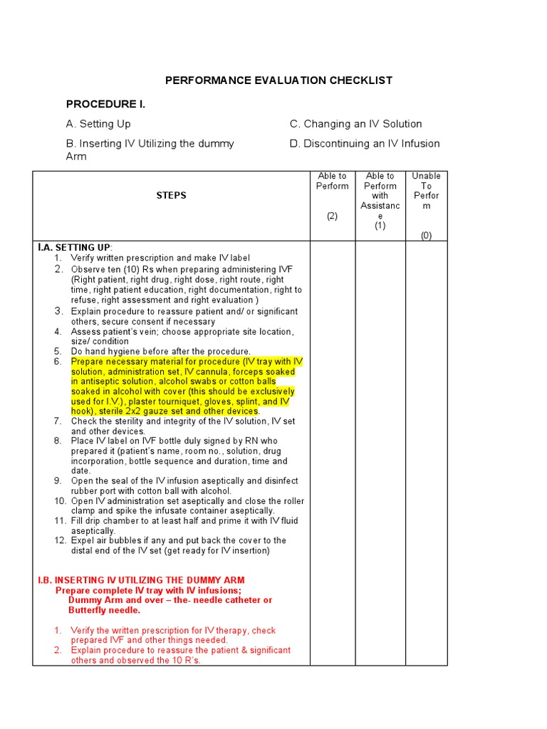 Evaluating Intravenous Therapy Skills: A Comprehensive Performance ...