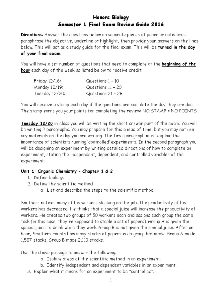 Honors Biology Exam Prep Guide | PDF | Zygosity | Dominance (Genetics)