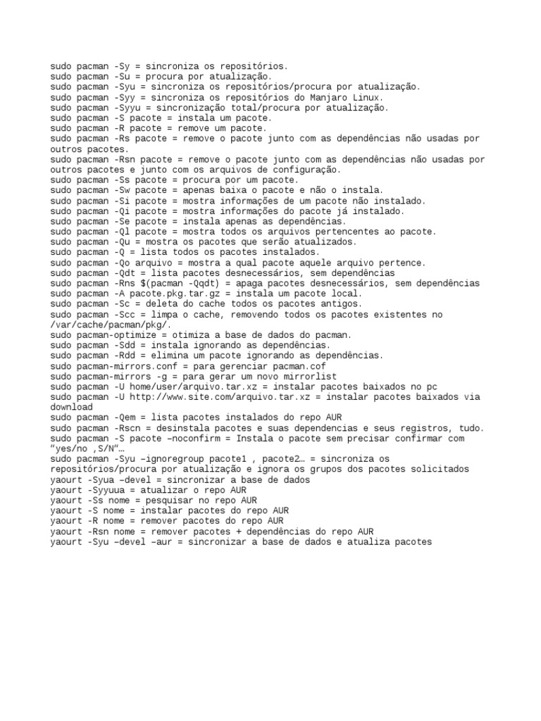 Comandos Arch Linux | PDF | Software gratuito | Famílias de sistemas operacionais
