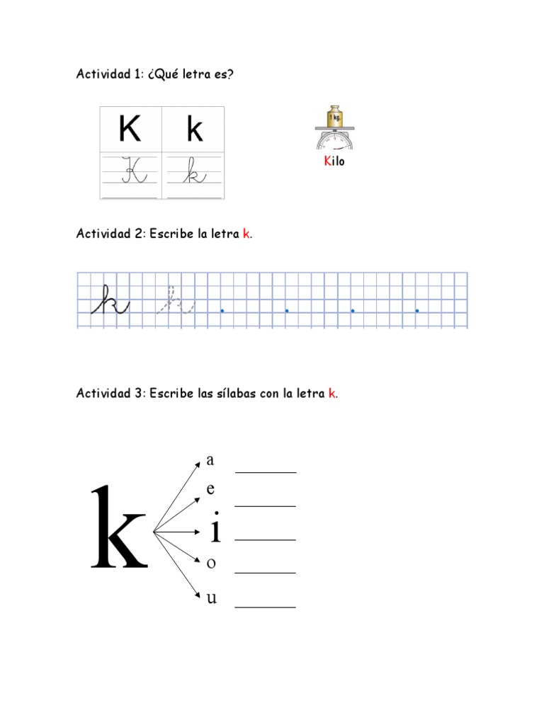Actividades con la Letra K | PDF