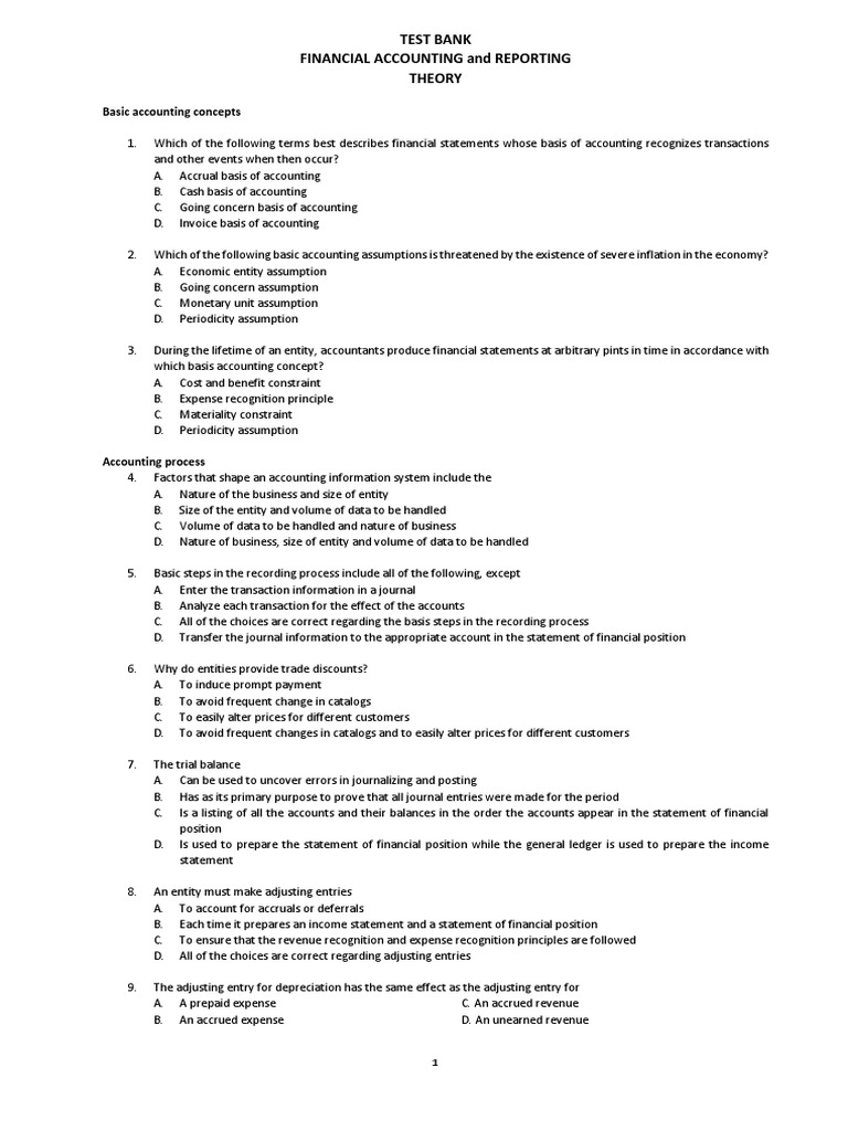 Test Bank Financial Accounting and Reporting Theory | PDF | Financial ...