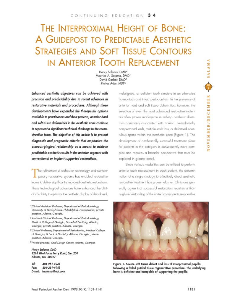 Interproximal Bone and Aesthetic Strategies | PDF | Dental Implant ...