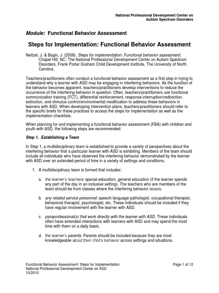 Fba Steps 0 | PDF | Autism Spectrum | Learning