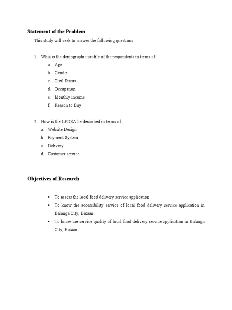 Statement of The Problem | PDF