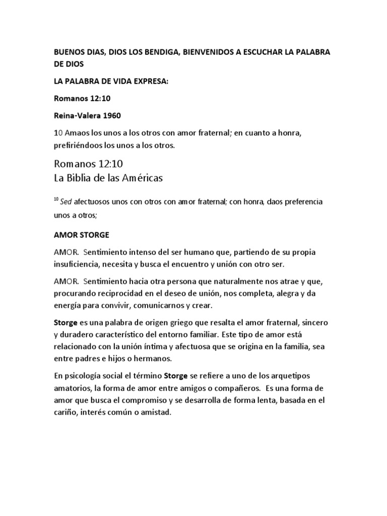 Significado y ejemplos del amor Storge | PDF