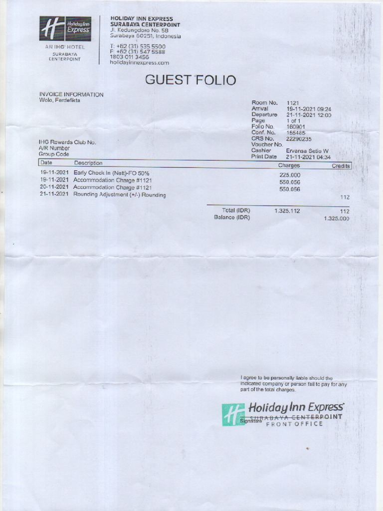 Guest Folio | PDF