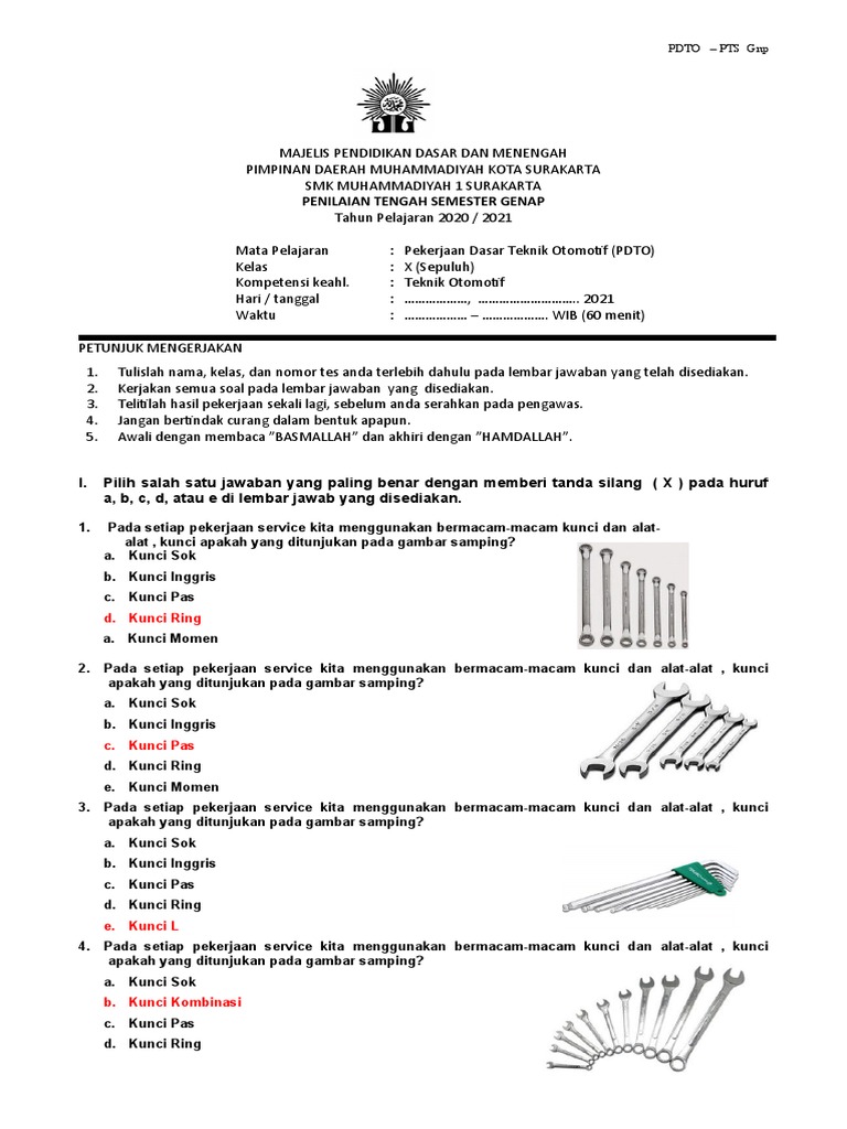 25-5 Soal PDTO Kelas X CDE PTS GENAP-1 | PDF