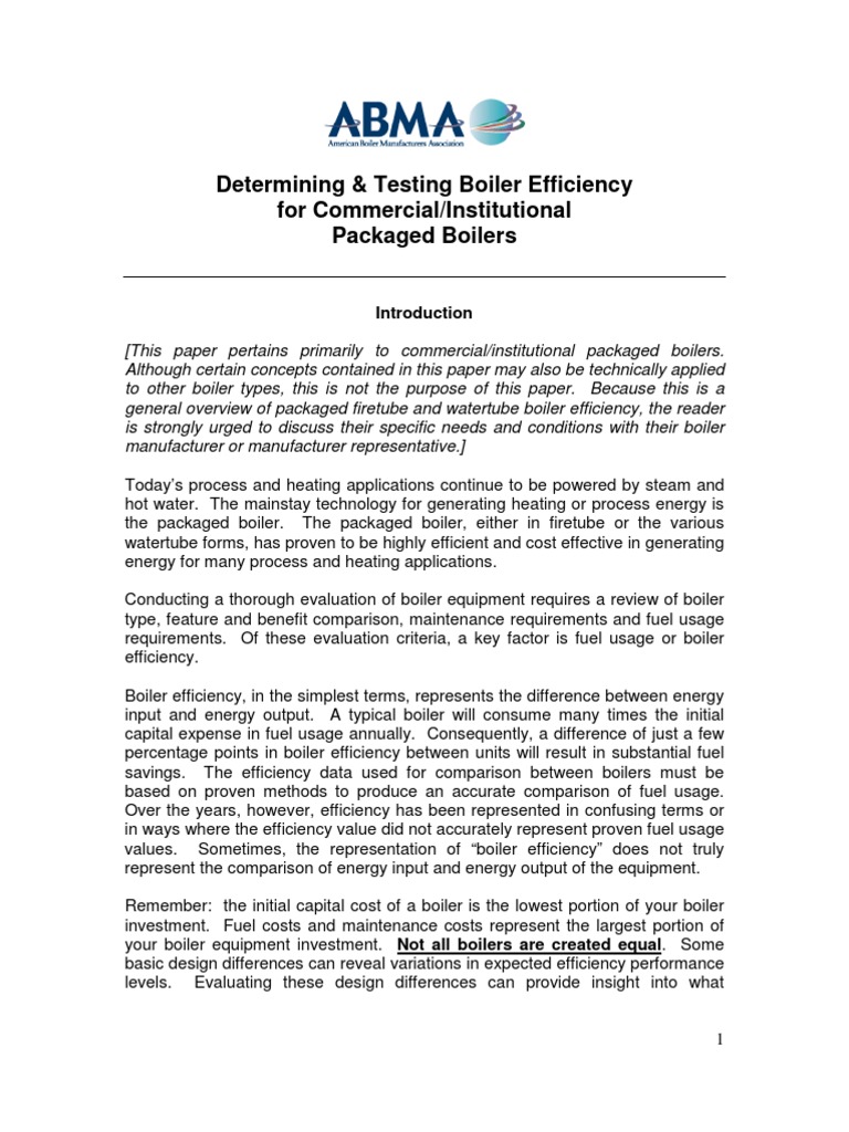 Commercial Boiler Test. | PDF