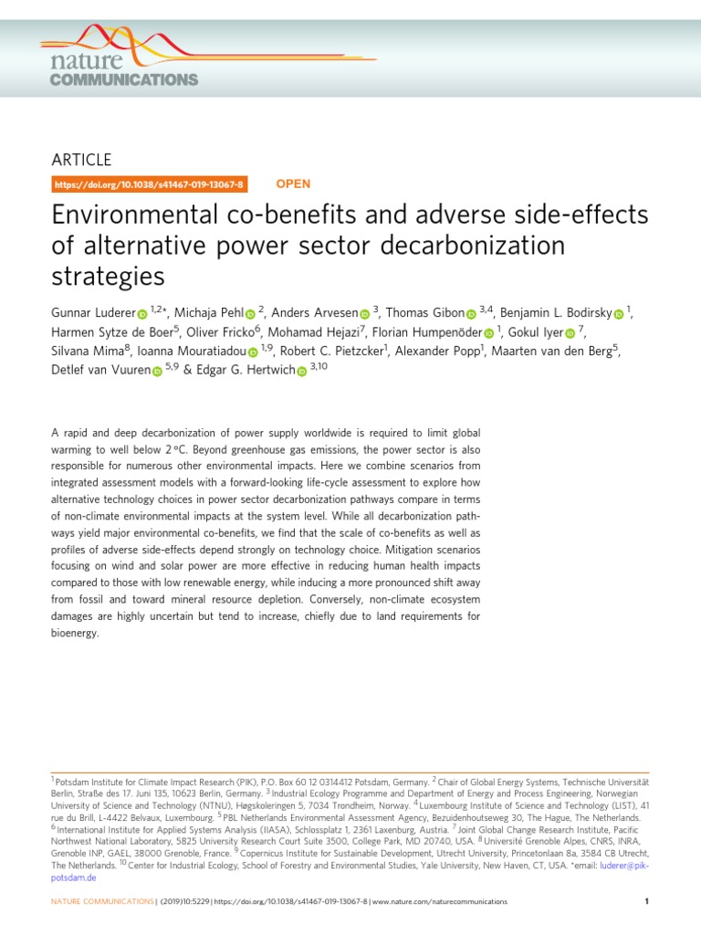 Luderer 2019 | PDF | Low Carbon Economy | Climate Change Mitigation