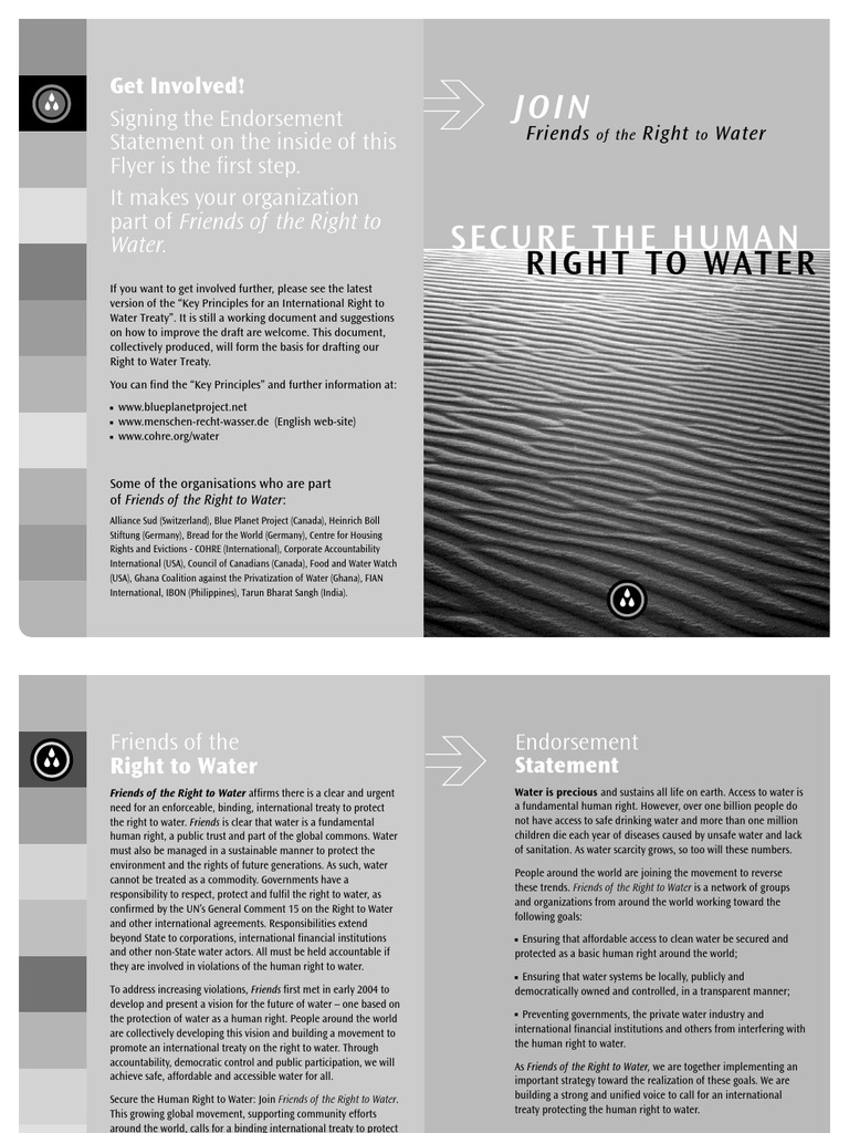 Join Friends of the Right to Water | PDF | Drinking Water | Economies