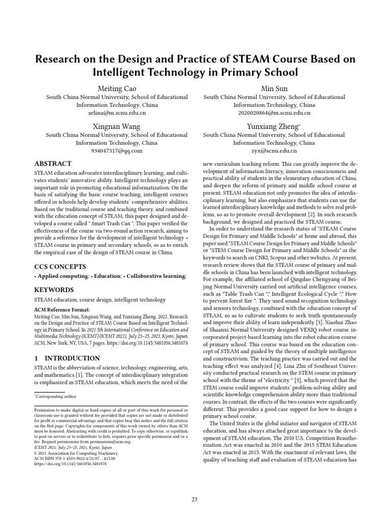 Research On The Design and Practice of STEAM Course Based On | PDF ...