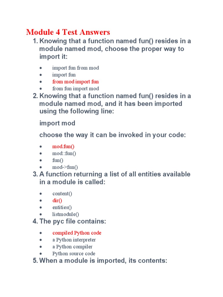 Module 4 Test Answers Py Ese | PDF | Encodings | Naming Conventions Module 4 Test Answers Py Ese | PDF | Encodings | Naming Conventions