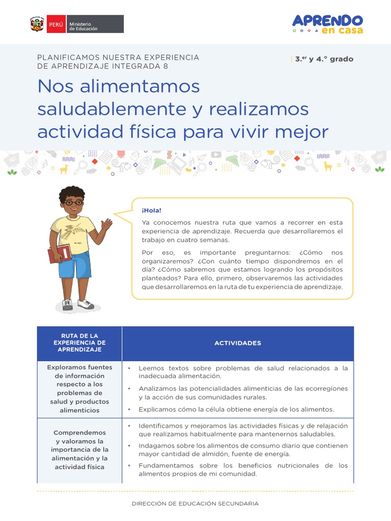 Nos Alimentamos Saludablemente y Realizamos Actividad Física para Vivir Mejor | PDF ...