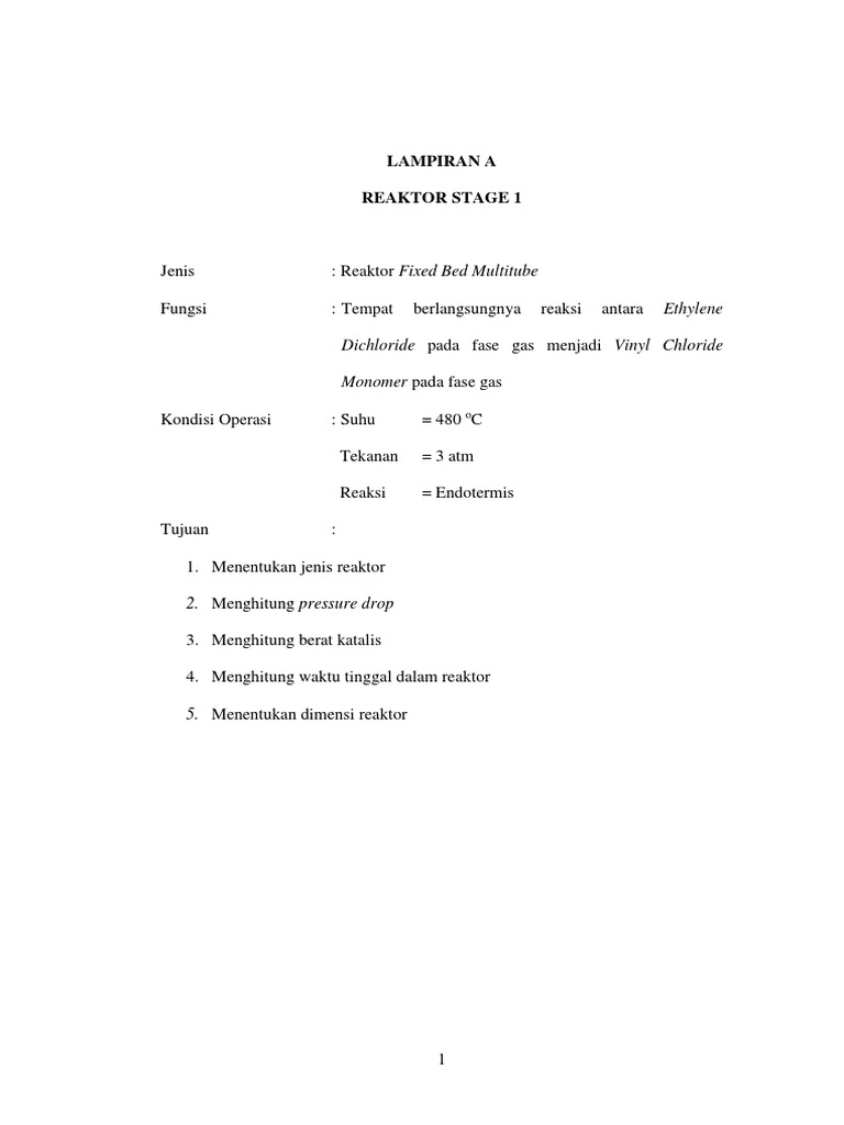 Analisis Reaktor Katalitik Tahap Pertama | PDF